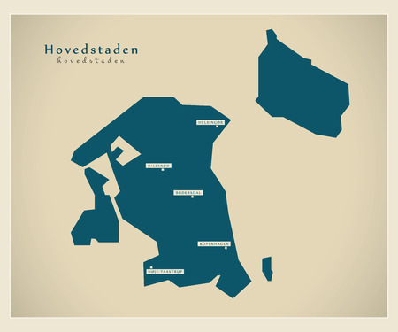 Modern Map - Hovedstaden DK illustration silhouetteのイラスト素材 [40073405716 ...