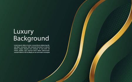 Abstract wavy luxury dark green and gold background. Graphic design ...