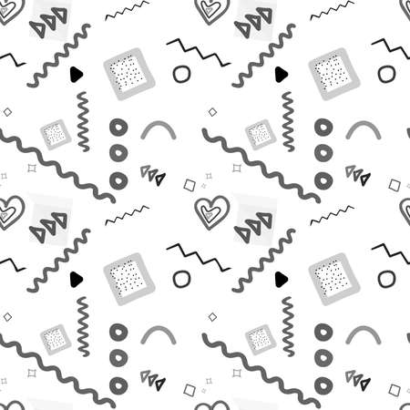 Scrabble - seamless pattern in memphis style. Hand draw grayscale ...