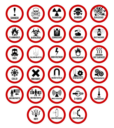 Set of danger restricted and hazards signs icon, vector:: tasmeemME.com