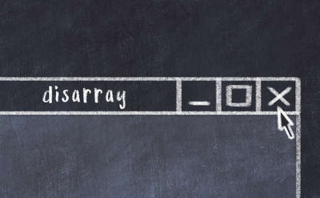 Chalk sketch of closing browser window with page header inscription ...