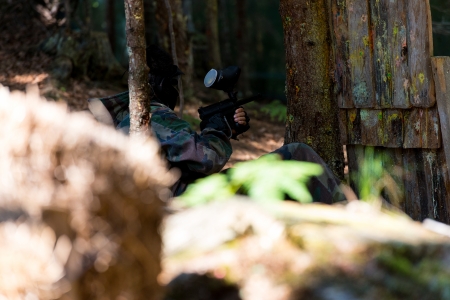 Paintball Players Hiding - Stock Image - Everypixel