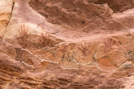 Photo of Ancient handprints in Red Rock - ID:1-68267024 - Royalty Free ...