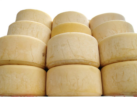 Cheese - stacks of Idiazabal cheese on a market in the Basque Countryの ...