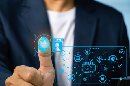 Employees who scan fingerprints show ID match to log in to security and ...