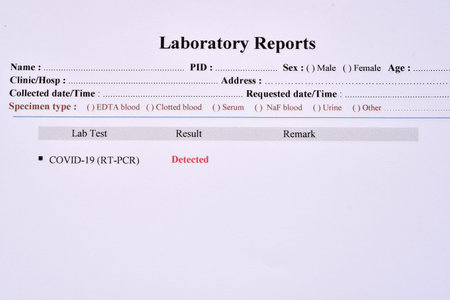COVID-19 detected result, laboratory report of COVID-19 testing by ...