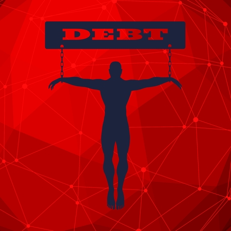 Vector of Man chained to debt word. - ID:1-124417045 - Royalty Free ...