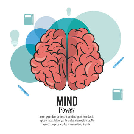 Mind power and brain template with information vector illustration ...