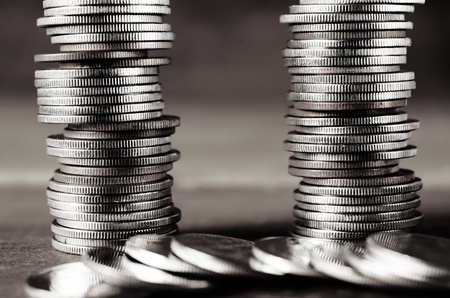 Rows of coins and account for finance and banking concept, Money coin ...