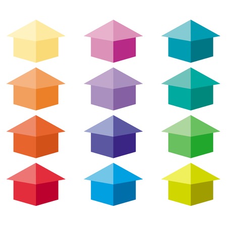 Set of color house iconのイラスト素材 [40003469491] - イメージマート