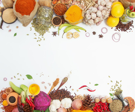 Spices and herbs for cooking background and design,Top view spics and ...