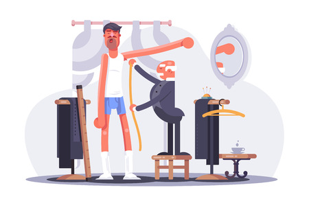 Vector of Cartoon tailor taking measures - ID:112754285 - Royalty Free ...