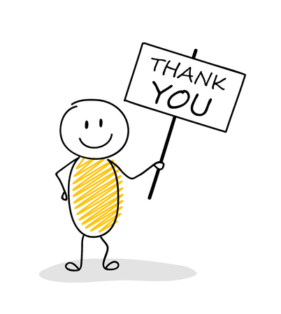 Hand drawn concept of stickman with business text: thank you vector.の ...