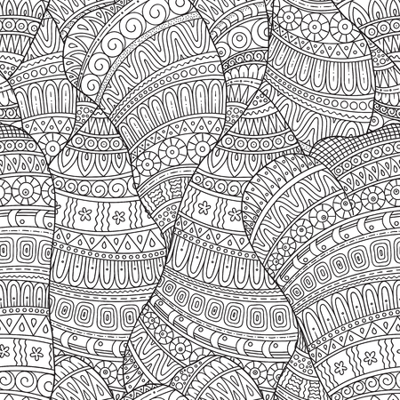 Hand-drawn seamless pattern of abstract geometric elements. Monochrome ...