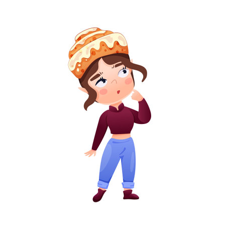 Cinnamon roll girl character isolated on white background. Vector ...