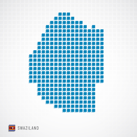 Vector illustration of Swaziland map dotted basic shape icons and flag ...