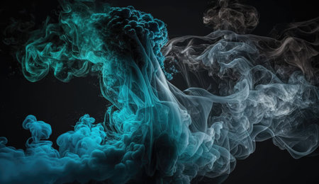 Colorful abstract, smoke, and mist on black background. Fog in the dark ...