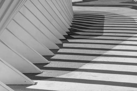 Geometric architectural pattern, shadows, and lines black and white for ...