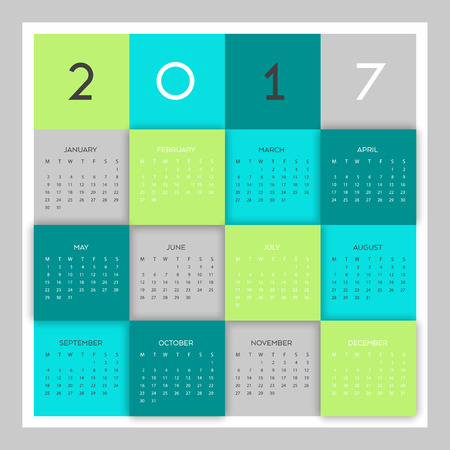 Calendar template with a modern blocks design - Stock Image - Everypixel