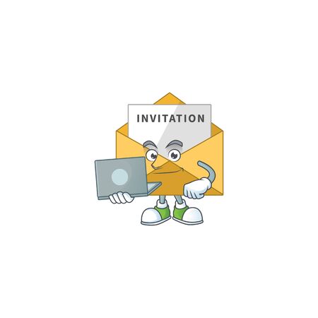 Diligent invitation message cartoon drawing concept working from home ...