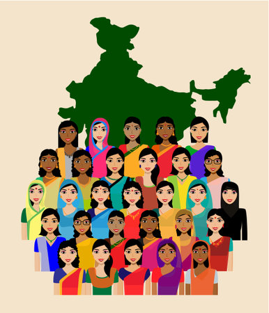 Vector of Big crowd of Indian women - ID:1-56832962 - Royalty Free ...