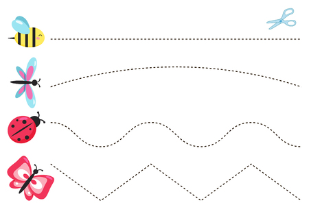 Vector of Cutting practice worksheet for - ID:1-124439975 - Royalty ...