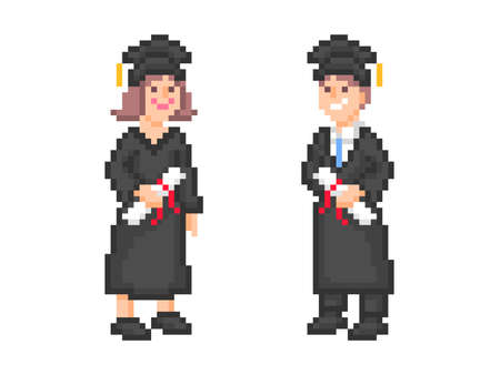 Vector of Two white students wearing - ID:166626621 - Royalty Free ...