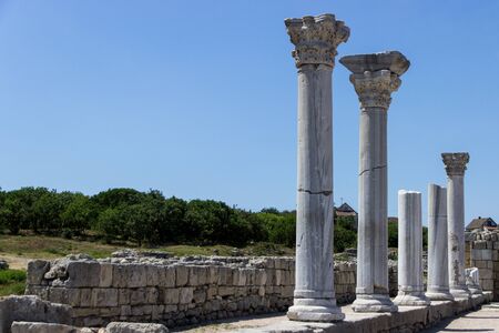 Tauric Chersonese in Sevastopol, ancient ruins, Crimea - Stock Image ...