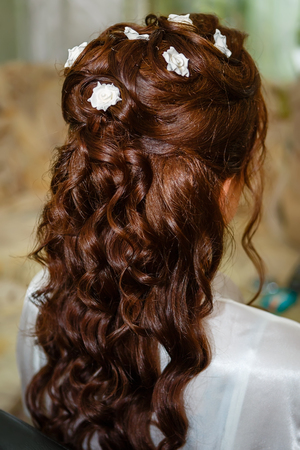 Beautiful bride posing in her wedding day, Bridal Hair Style - Stock ...