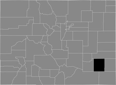 Black highlighted location map of the US Bent county inside gray map of ...