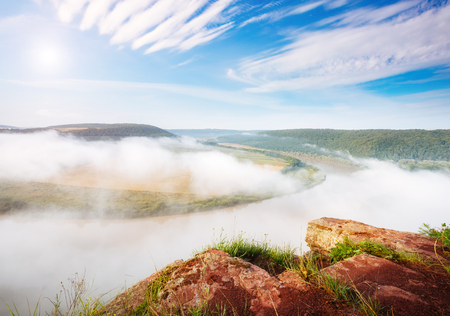Inspiring image of the sinuous river flowing through hills. Picturesque ...