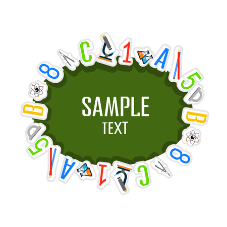 Back to school color background with school subjects. Vector invitation ...