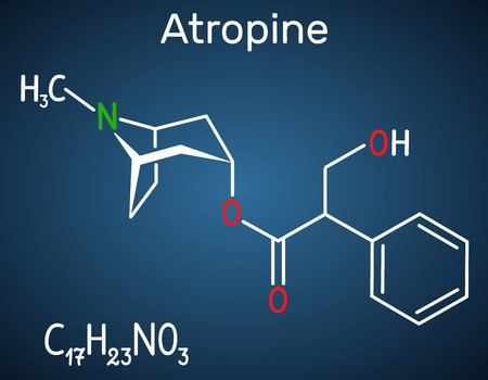 Atropine drug molecule. It is plant alkaloid. Structural chemical ...