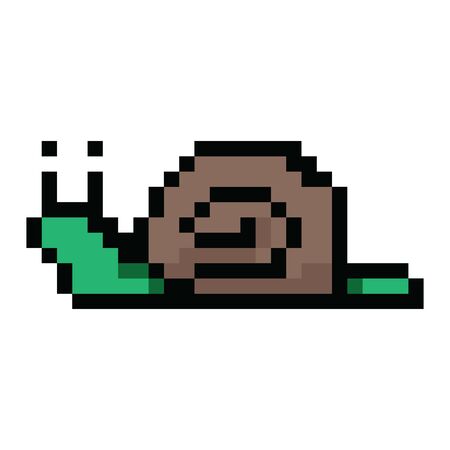 Cute 8 bit garden snail vector illustration. Garden mollusk pixel art ...