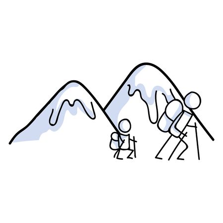 Vector of Hiking stick figure line art - ID:1-141536145 - Royalty Free ...