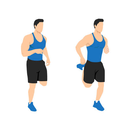 Vector of Man doing butt kicks exercise. - ID:158735005 - Royalty Free ...
