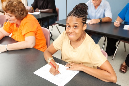 Young woman with cerebral palsy in college class.の写真素材 [40010179268 ...
