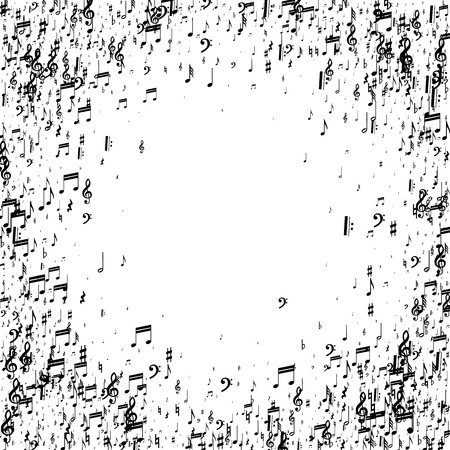 Musical Notes on White Background. Many Random Falling Bass, Treble ...