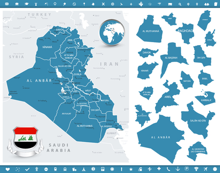 Vector of Iraq Map and regions. Detailed - ID:114431662 - Royalty Free ...