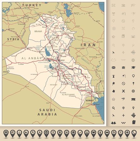 Photo of Iraq Road Map and map icons - ID:145838755 - Royalty Free ...