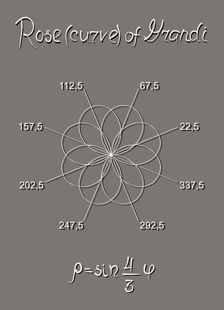 Eight-petal rose curve of Guido Grandi, constructed in the polar ...