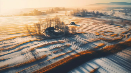 Generative AI : beautiful frozen fields winter landscapeの写真素材 ...