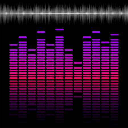Eq bar, equalizer colorful scale with reflection, sound and music ...