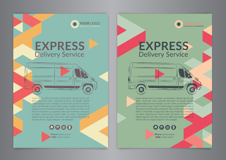 Set A4 Express delivery service brochure flyer design layout template ...