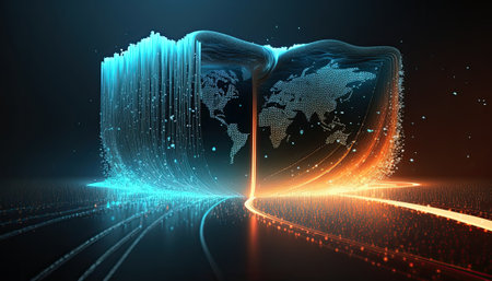 Digital world, digital planet. Technological concept of digital ...