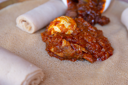 Photo of Injera served with Chicken and - ID:118131741 - Royalty Free ...
