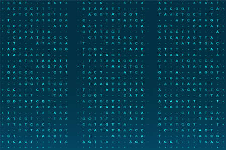 Big genomic data visualization. Digital AGCT "code". Four bases of DNA ...