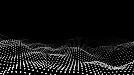 Abstract futuristic wave with moving dots. flow of particles. Vector ...