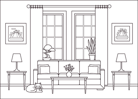 Vector of Living room interior. Vector. - ID:1-121941944 - Royalty Free ...
