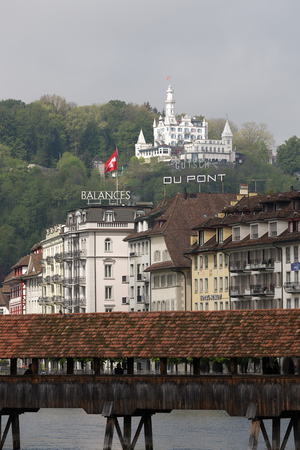 LUCERNE, SWITZERLAND - MAY 04, 2016: Gutsch castle with its hotel and ...